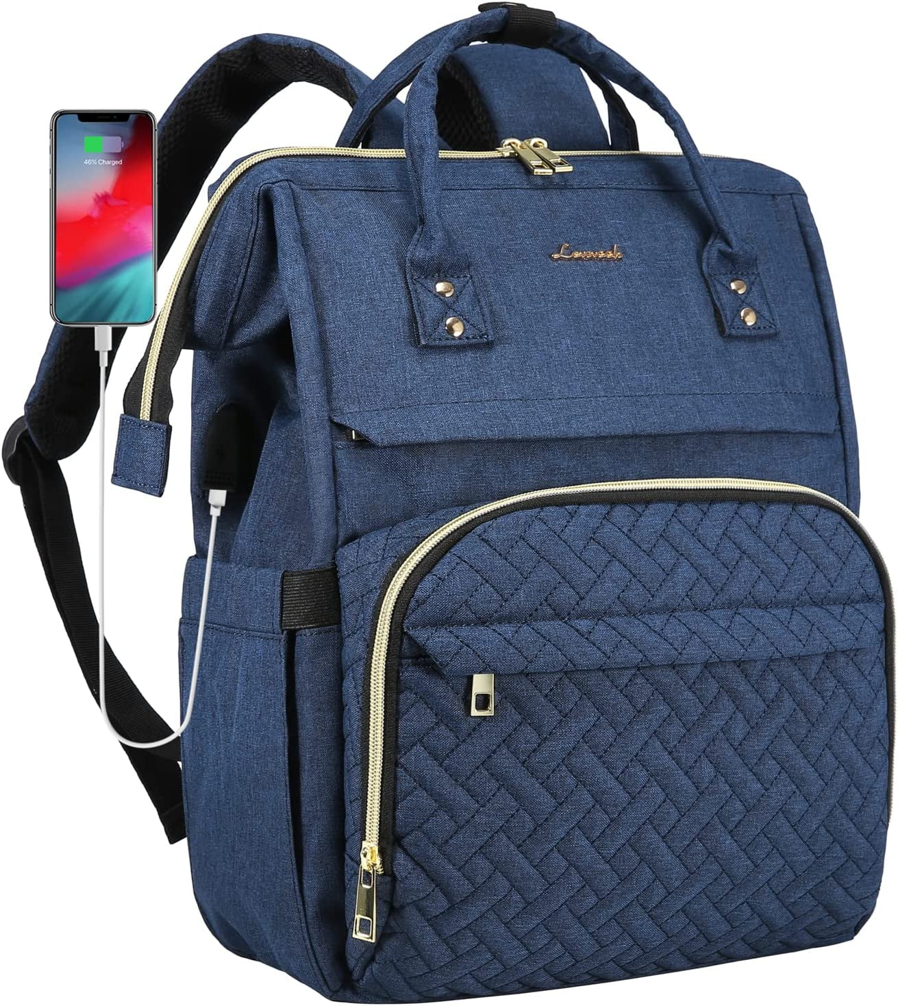YOUI-GIFTS Laptop Backpack for Women, Quilted Fashion Business Computer ...