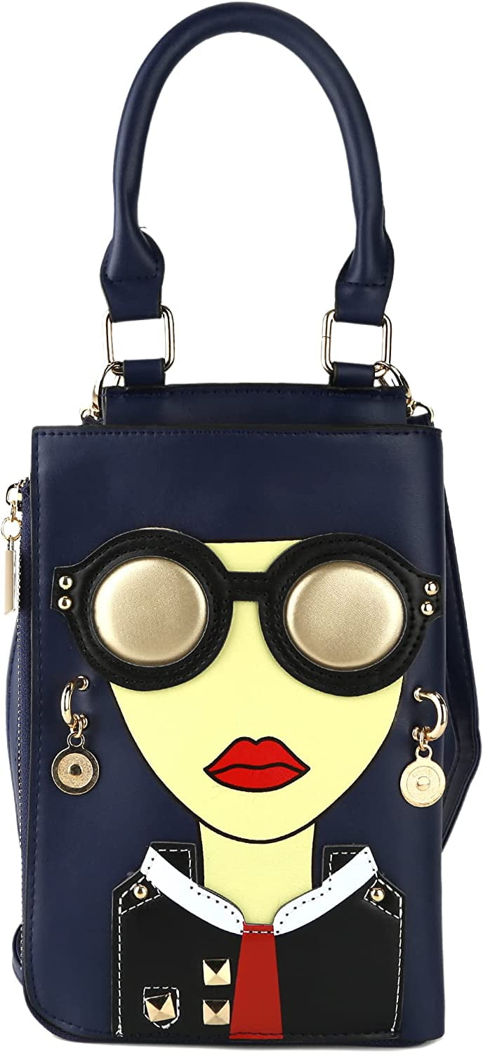 YOUI-GIFTS Personalized 3D Glasses Lips Shoulder Purses,PU Clutch Top ...