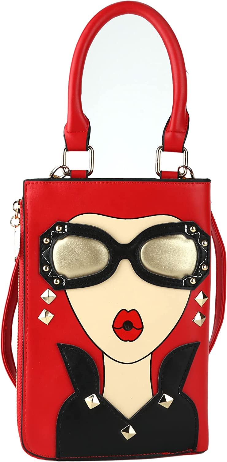 YOUI-GIFTS Personalized 3D Glasses Lips Shoulder Purses,PU Clutch Top ...