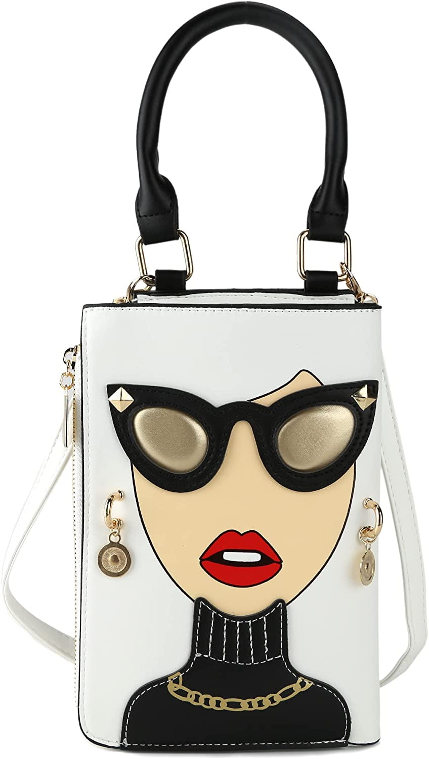 YOUI-GIFTS Personalized 3D Glasses Lips Shoulder Purses,PU Clutch Top ...