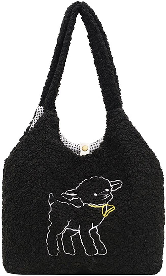 YOUI-GIFTS Plush Clutch Handbag Faux Fur Tote Bag Fluffy Shoulder Bag ...