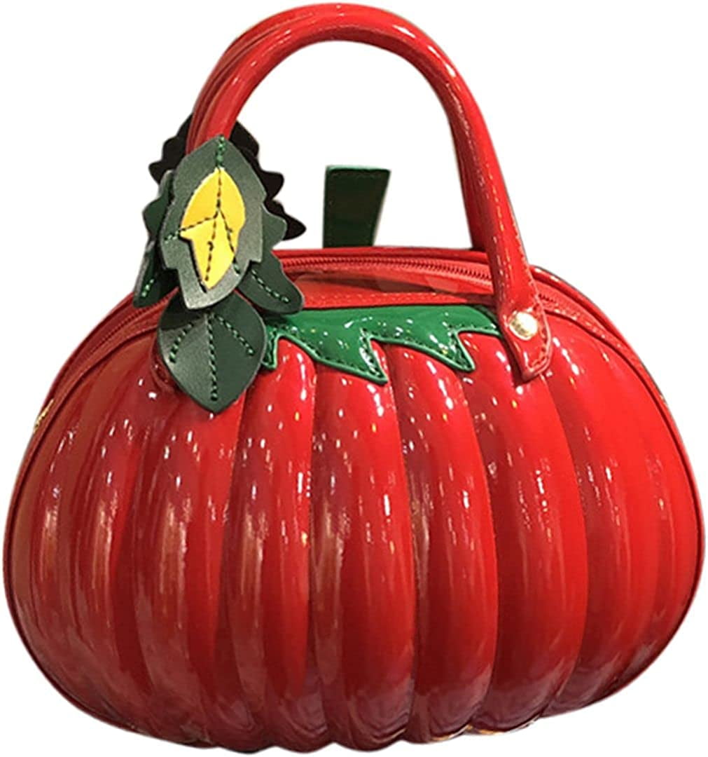 YOUI-GIFTS Pumpkin Shoulder Bag 3D Glossy PU Purses Halloween Novelty ...