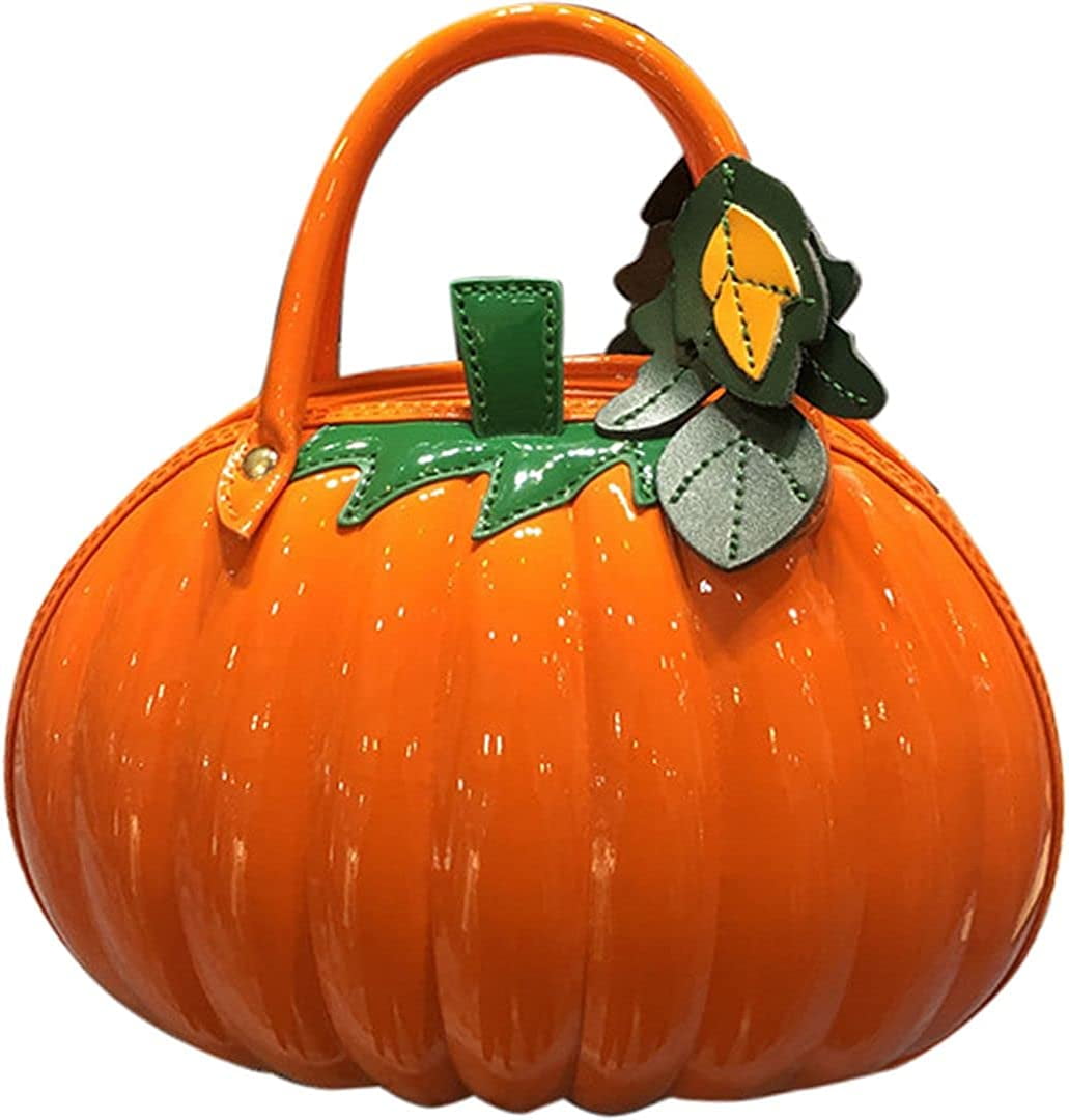 YOUI-GIFTS Pumpkin Shoulder Bag 3D Glossy PU Purses Halloween Novelty ...
