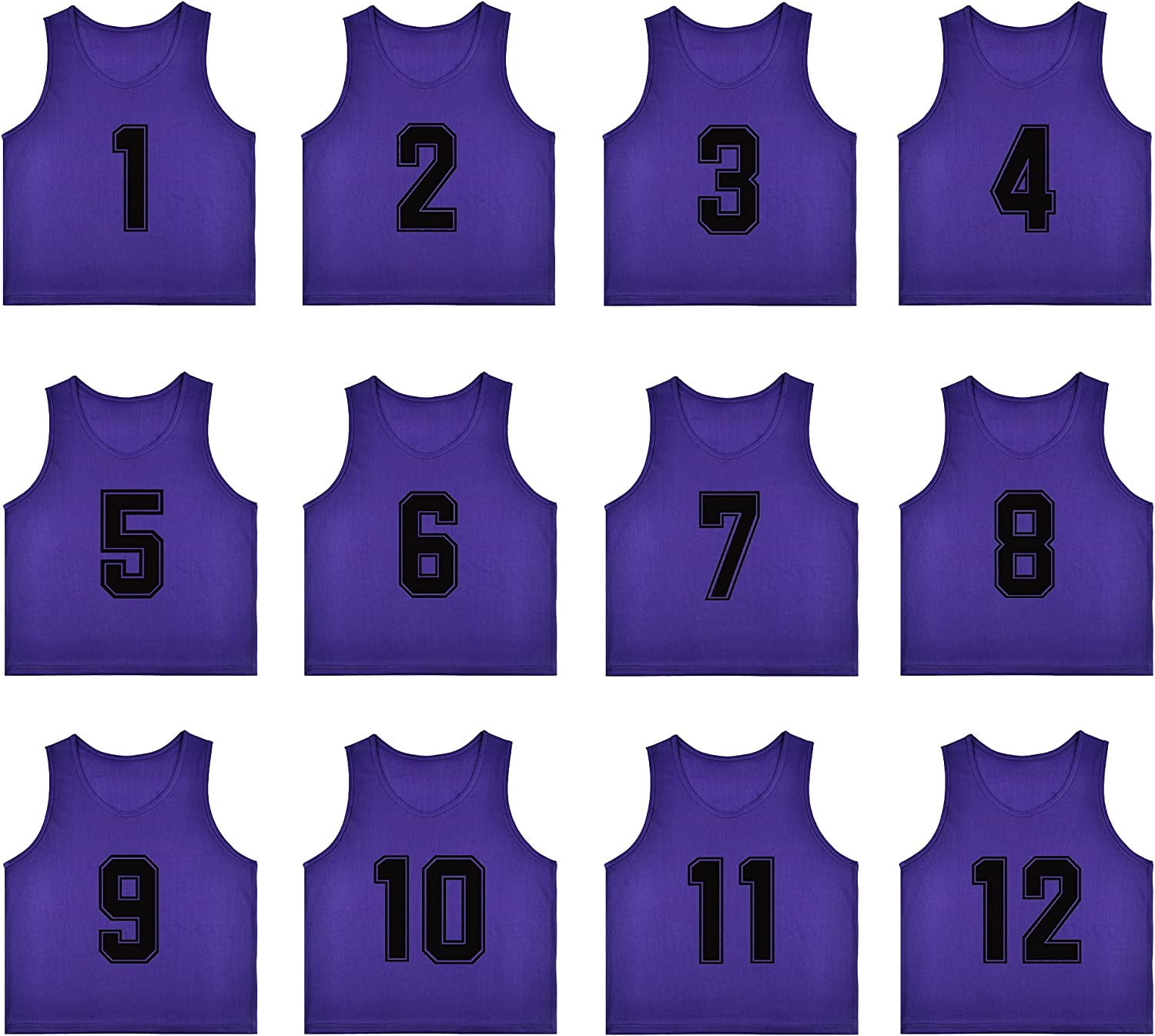 YOUI-GIFTS Set of 12 Numbered (1-12) Soccer Vests/Sport Pinnies ...
