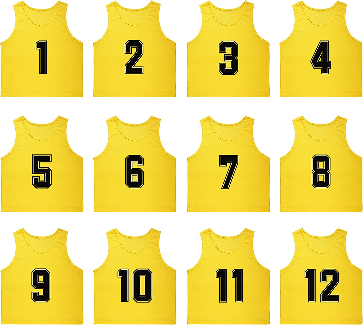 YOUI-GIFTS Set of 12 Numbered (1-12) Soccer Vests/Sport Pinnies ...