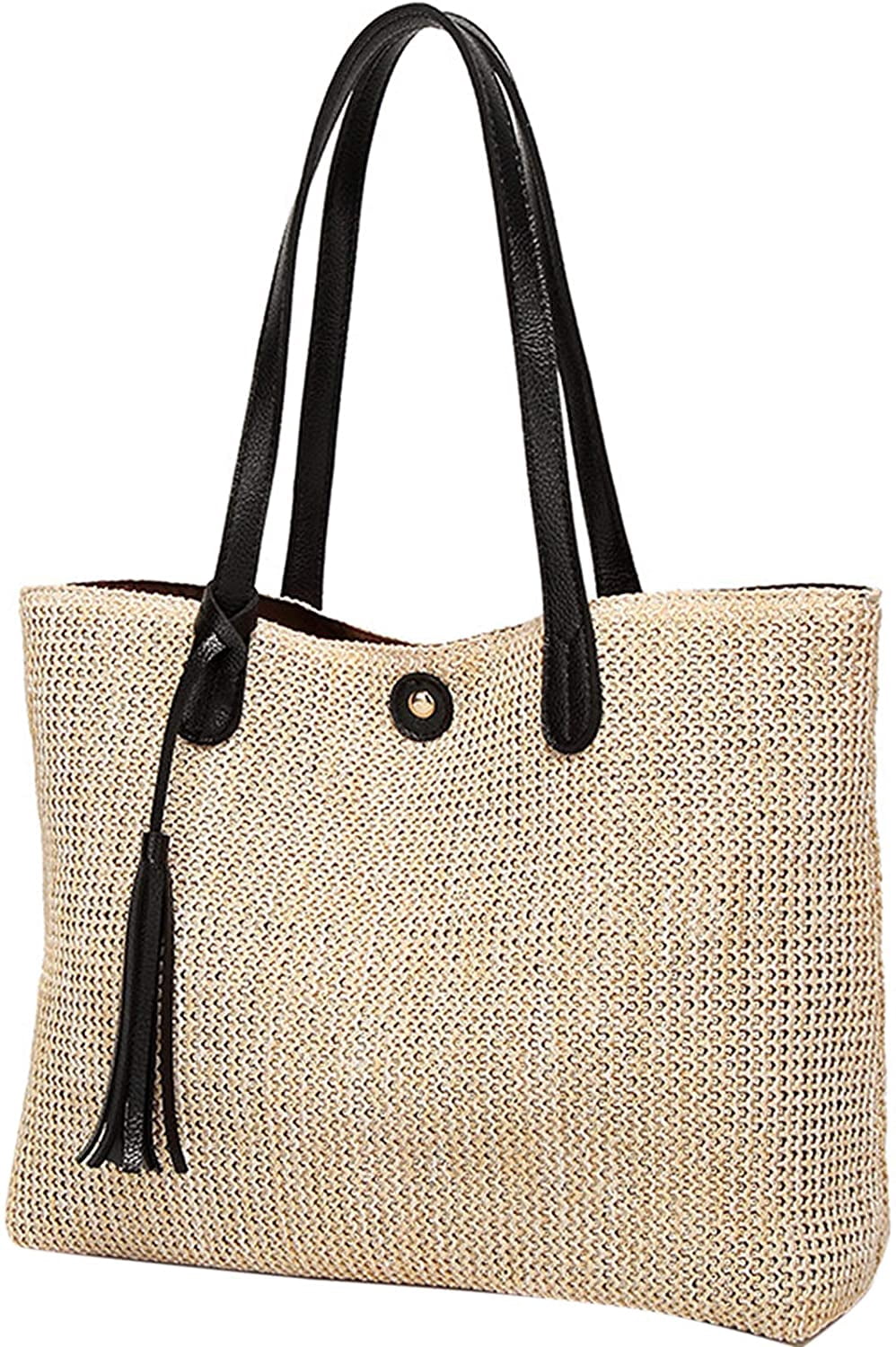YOUI-GIFTS Straw Handbags Women's Summer Beach Straw Bucket Tote Bag ...