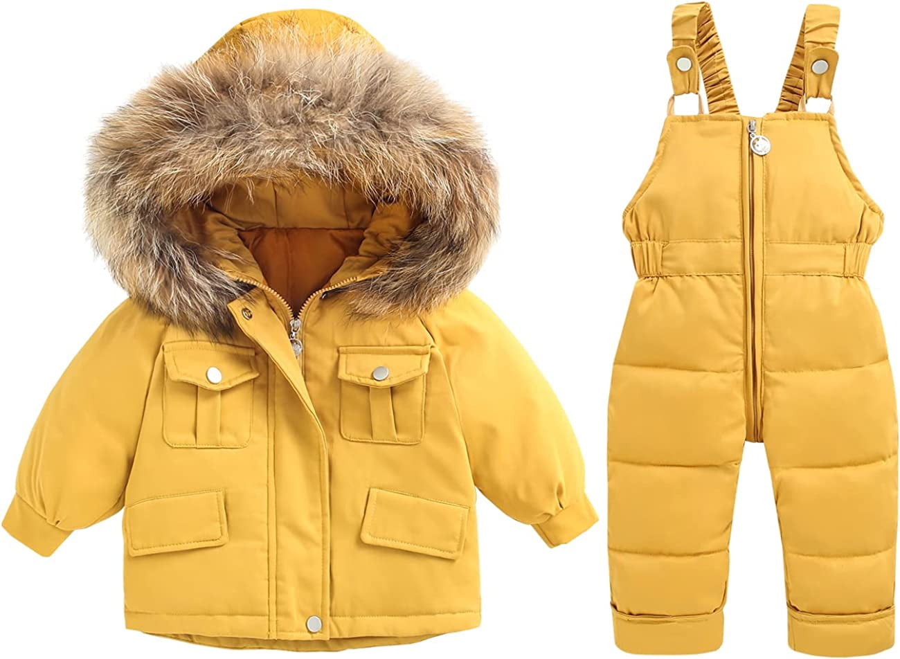 YOUI-GIFTS Toddler Boys Snowsuit Girls Snow Pant And Jacket bib Winter Kids Clothes Coat ...