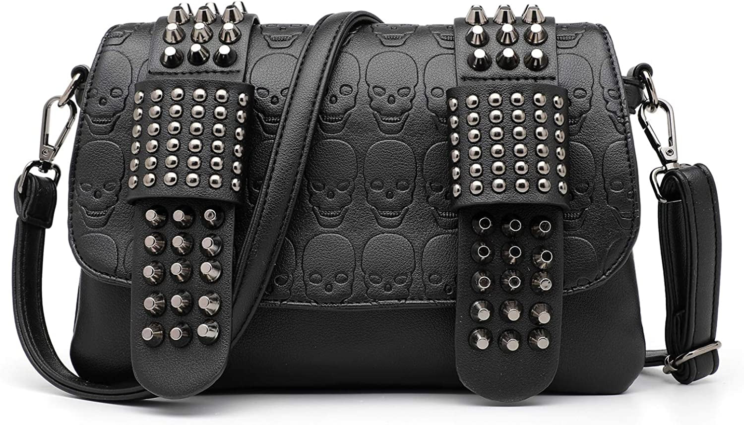 YOUI-GIFTS Women's Gothic Punk Skull Handbag Crossbody Purse with Chain ...
