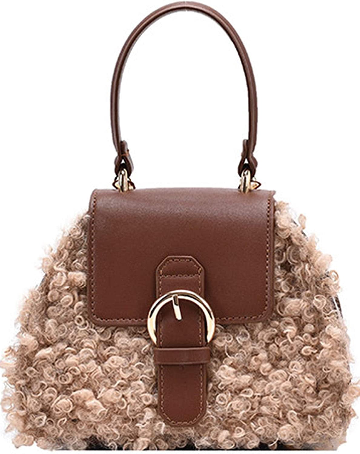 YOUI-GIFTS Women Lamb Velvet Square Crossbody Faux Fur Handbag Shoulder ...