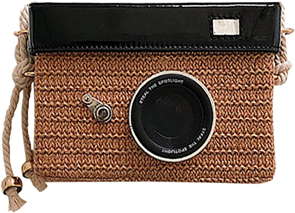 YOUI-GIFTS Women Straw Beach Camera Shoulder Bag Handmade Rattan ...