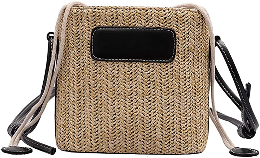 YOUI-GIFTS Women Straw Hangbag Drawstring Shoulder Messenger Bag ...