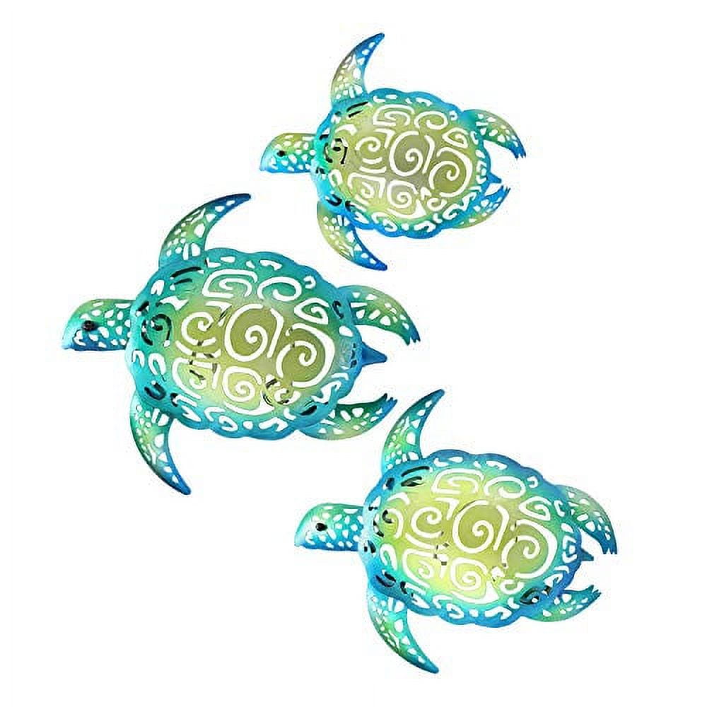 YOUIN Set of 3 Metal Sea Turtle Beach Theme Decor Wall Art Decorations ...