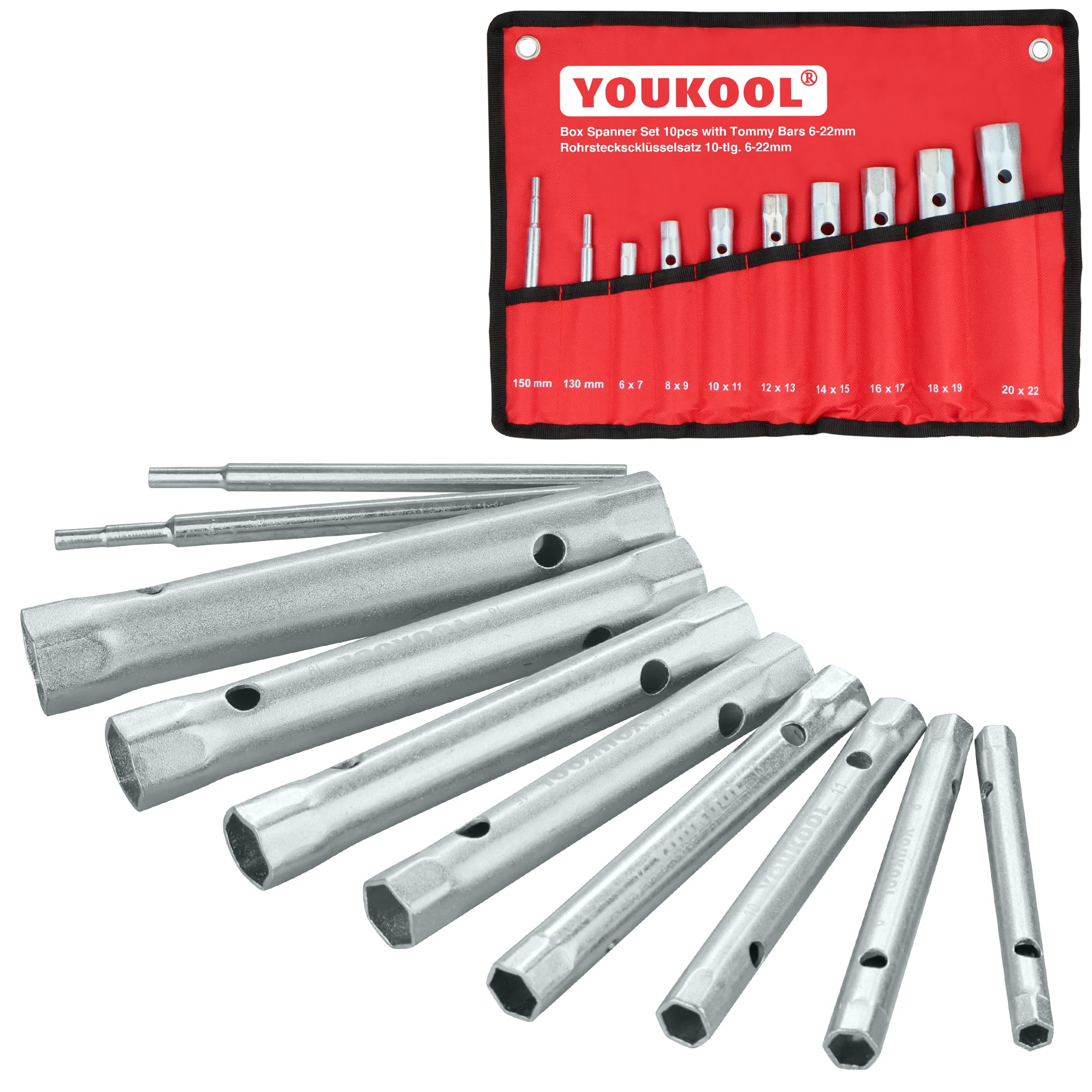 YOUKOOL 10-Piece Plumbers Spanner Wrench Set - Dual-Ended Socket Wrench ...