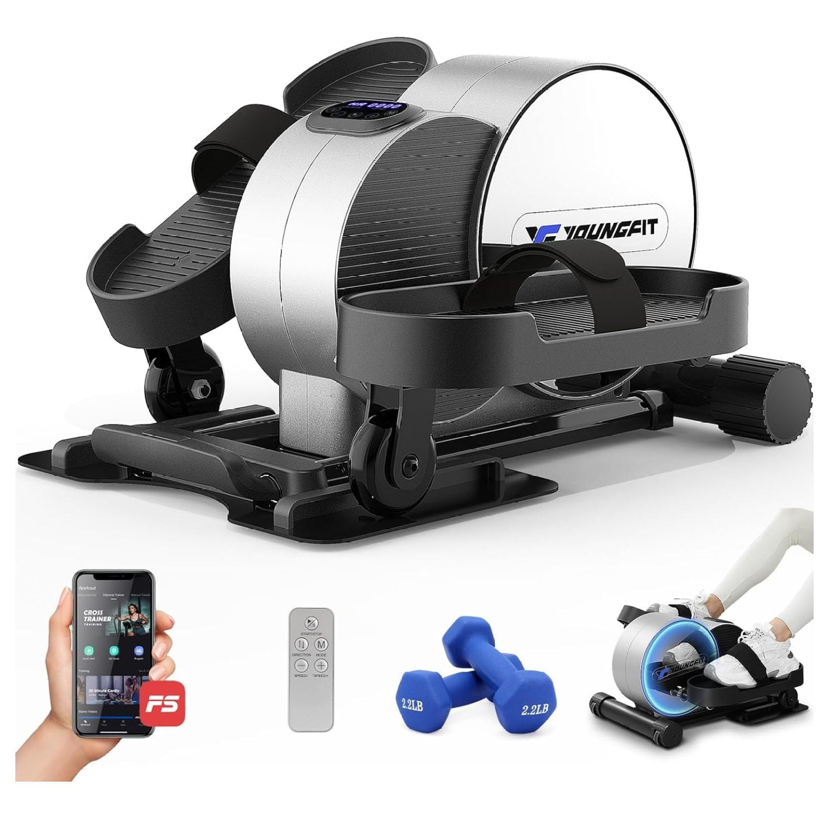 YOUNGFIT Under Desk Elliptical, Ellipse Leg Exerciser While Sitting for ...