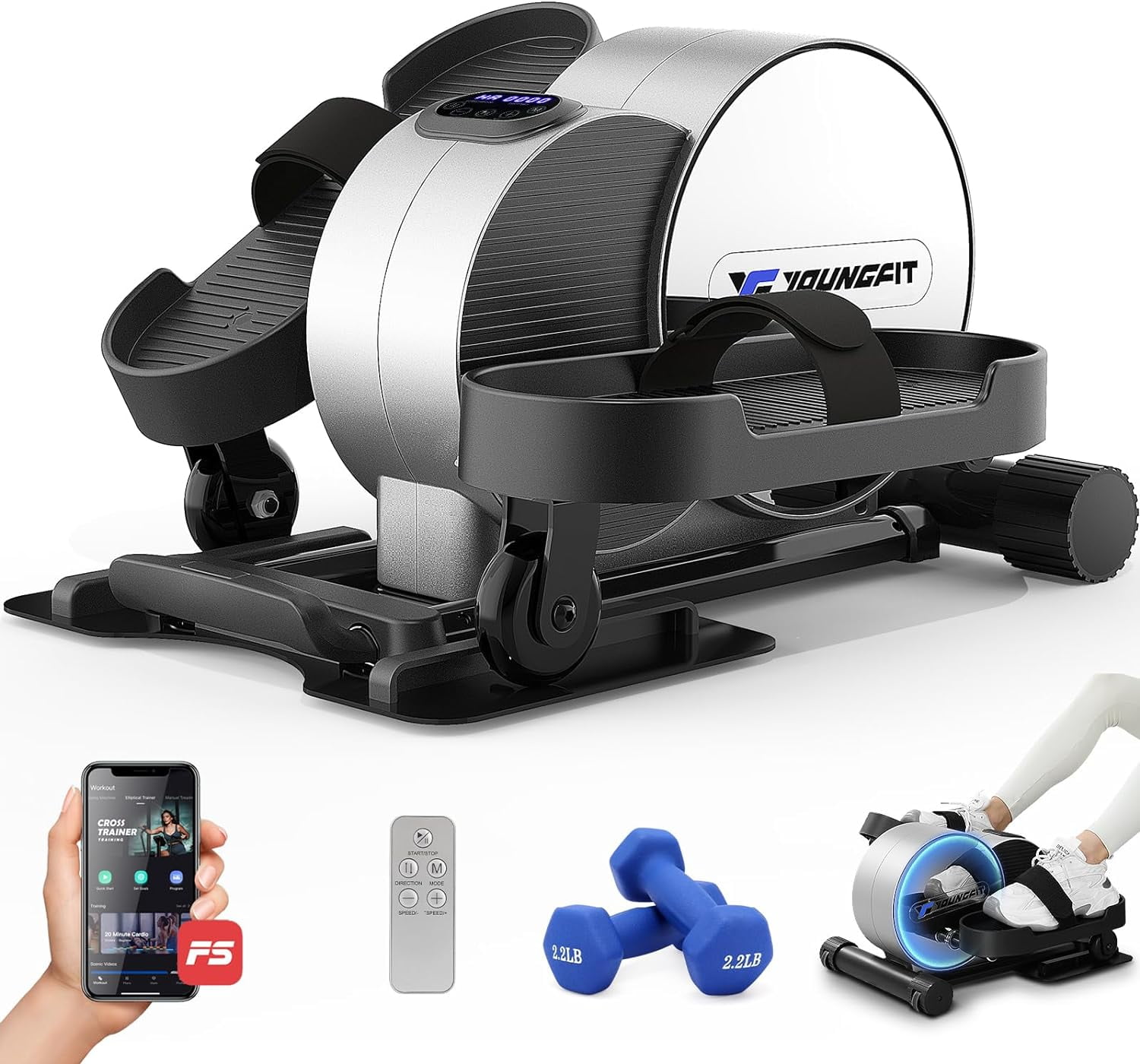 YOUNGFIT Under Desk Elliptical, Ellipse Leg Exerciser While Sitting for ...