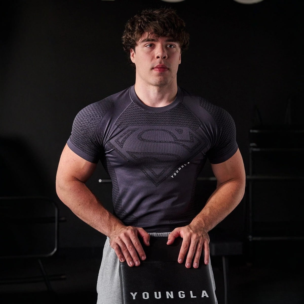 YOUNGLA Men's Compression Sports Shirt Short Sleeve Athletic Tops ...