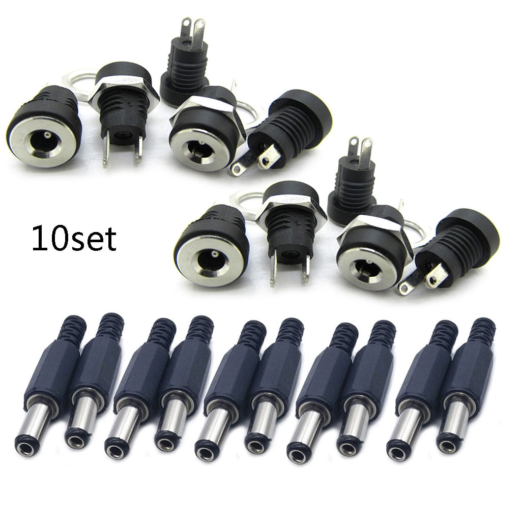 WINDLAND 10 Pairs Male+Female 2.1x5.5MM for DC Power Jack Plug PCB ...