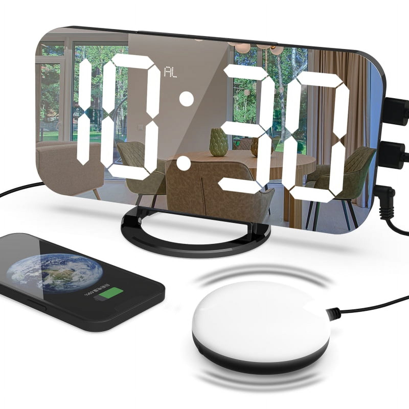 WINDLAND Mini Clock Automatic LED Backlight with Timer Display Mirror ...