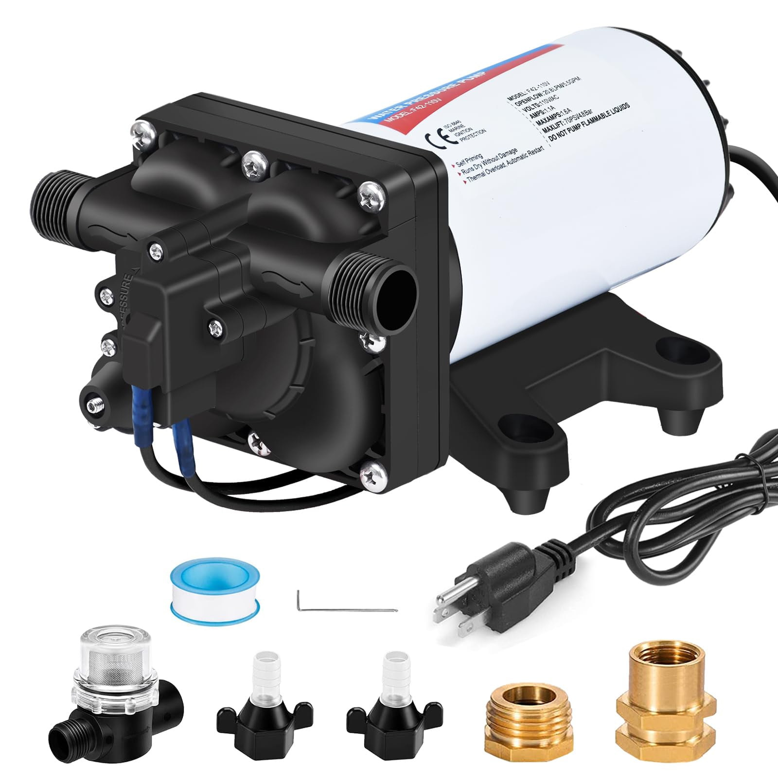 YOUNGTREE Brushless 110V Water Pressure Transfer Pump Continuous Duty 6 ...