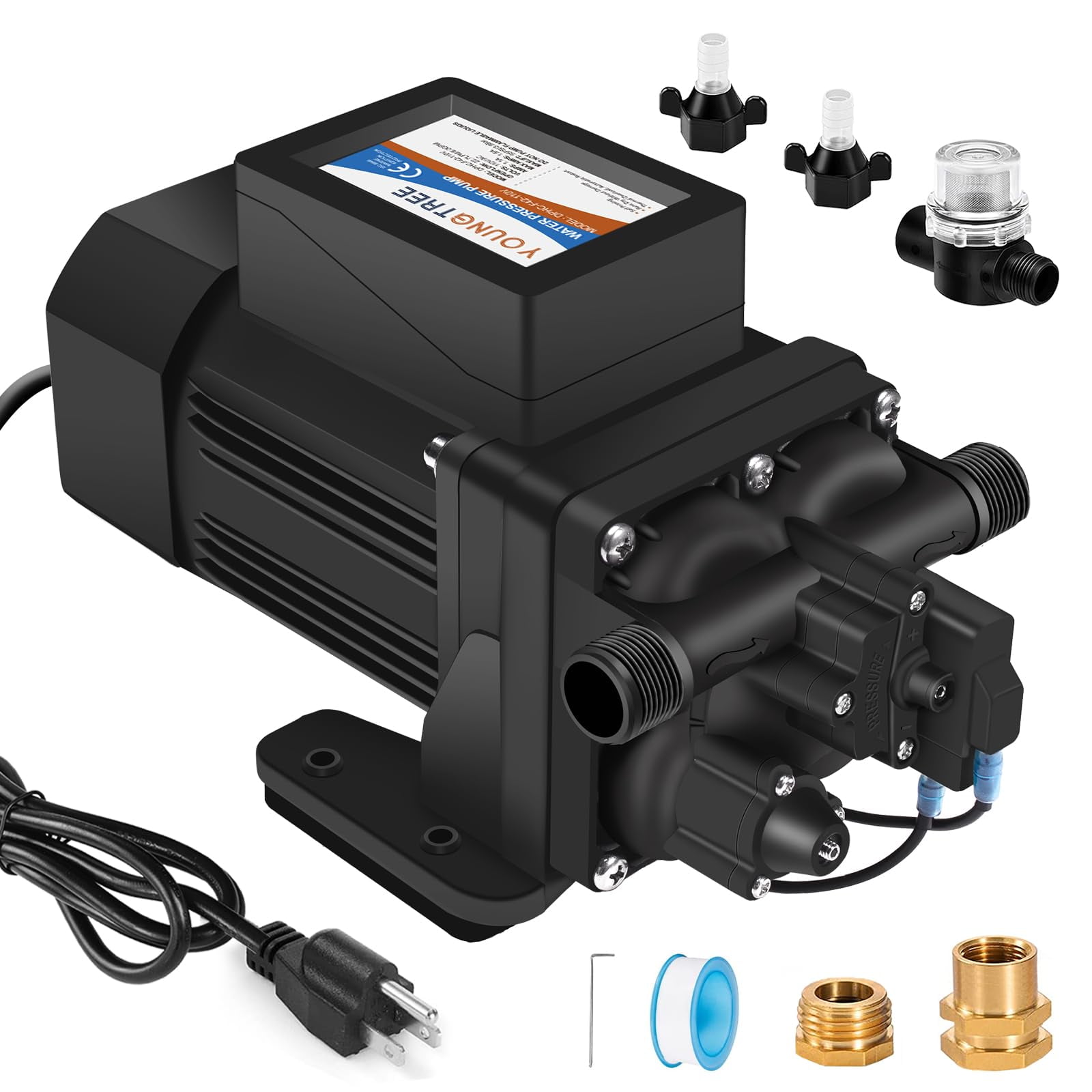 YOUNGTREE Brushless 110V Water Pressure Transfer Pump Continuous Duty 6 ...