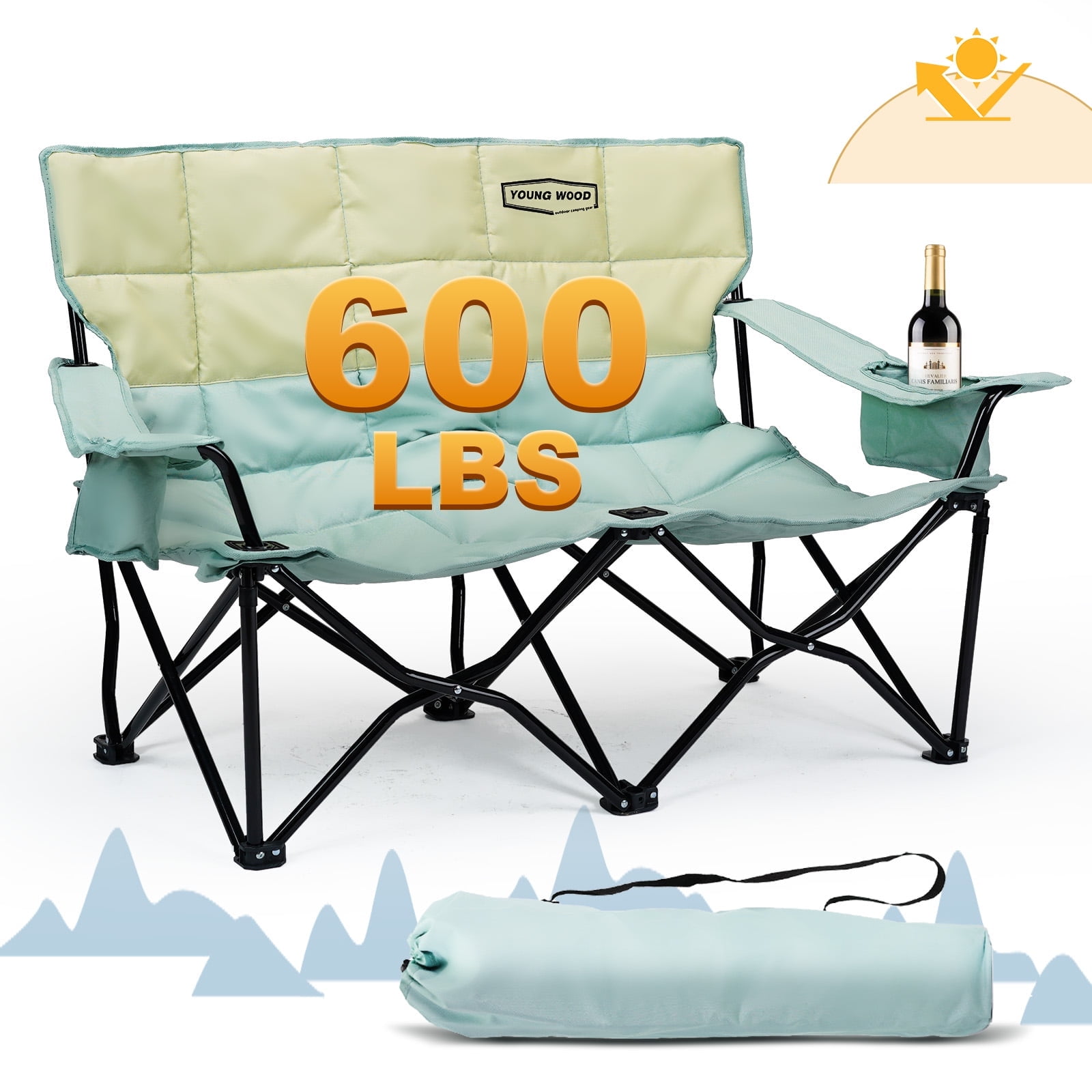 YOUNGWOOD Outdoor double chair, foldable and easy to store, indoor and ...