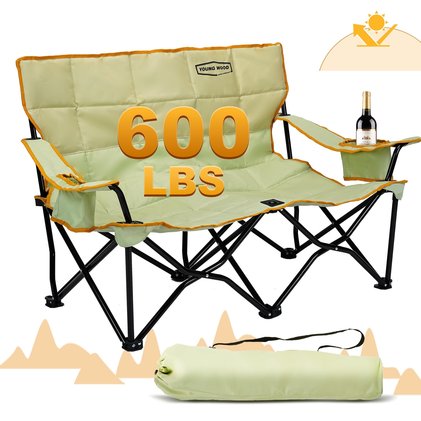 YOUNGWOOD Outdoor double chair, foldable and easy to store, indoor and ...