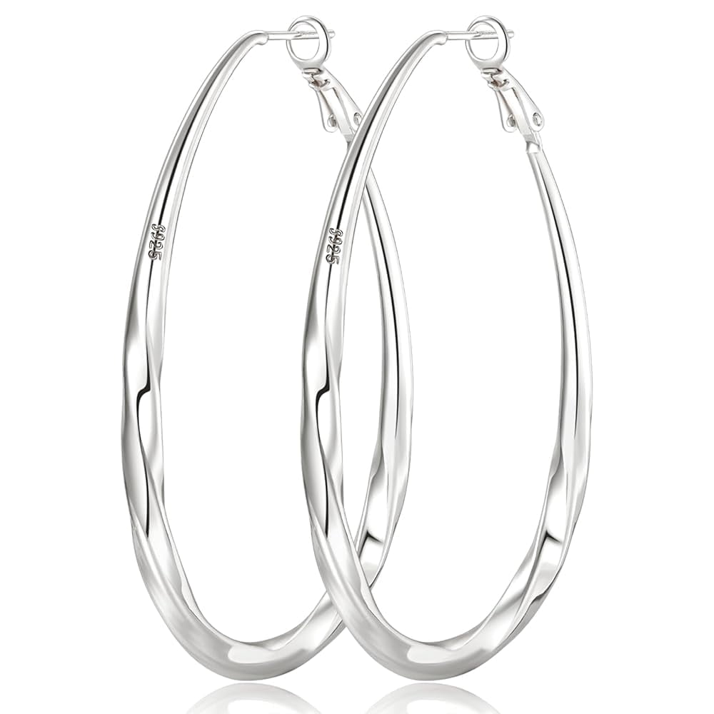 YOUNGYUE Hoop Earrings for Women Oval Hypoallergenic 925 Sterling ...