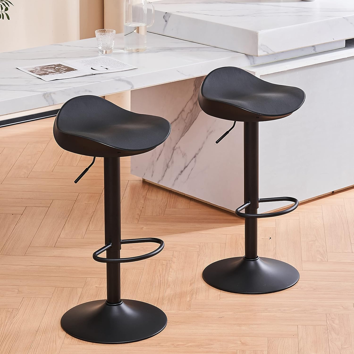 YOUNIKE Bar Stools Set of 2 Modern Counter Height Bar Stools Metal ...