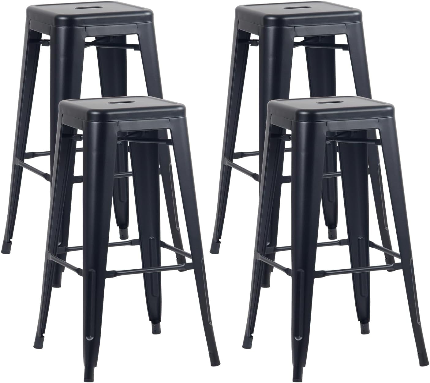 YOUNIKE Metal Barstools Set of 4 Counter Height Bar Stools Indoor ...