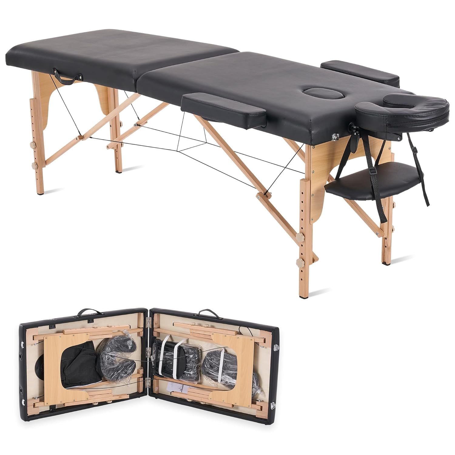 YOUNIKE Portable Foldable Massage Table - Adjustable Height Lightweight ...