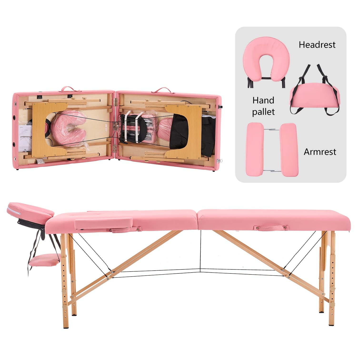 YOUNIKE Portable Foldable Massage Table - Adjustable Height Lightweight ...