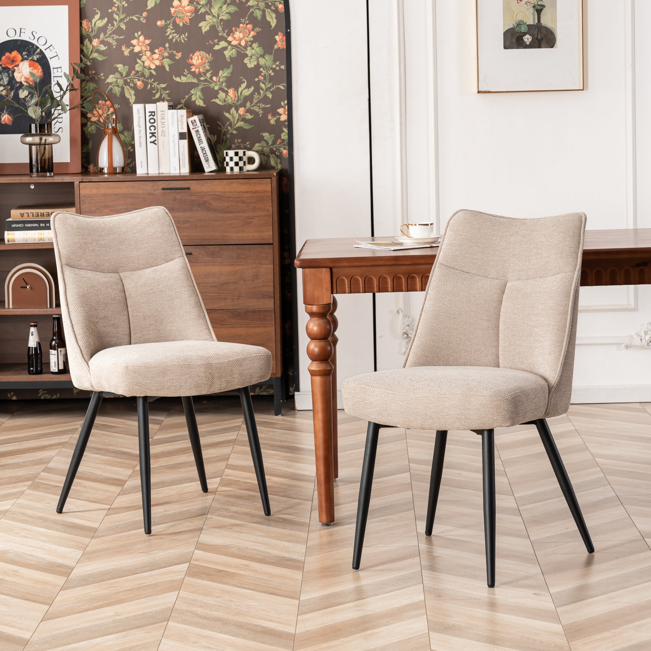 YOUNIKE Set of 2 Dining Chairs, Modern Minimalist Style, Soft Cushioned ...