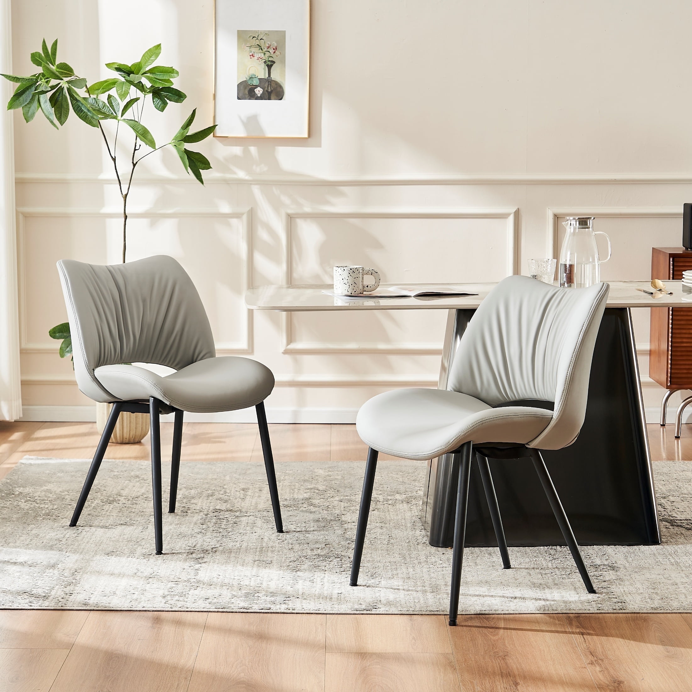 YOUNIKE Set of 2 Modern Genuine Leather Dining Chairs, Stylish Kitchen ...