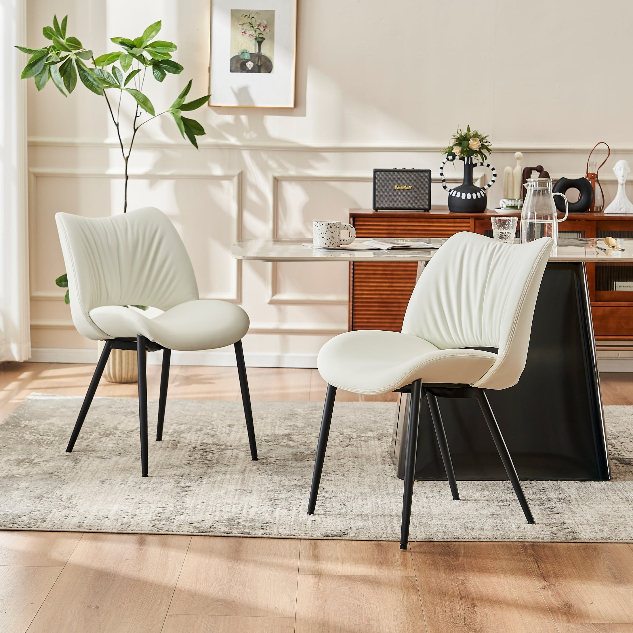 YOUNIKE Set of 2 Modern Genuine Leather Dining Chairs, Stylish Kitchen ...