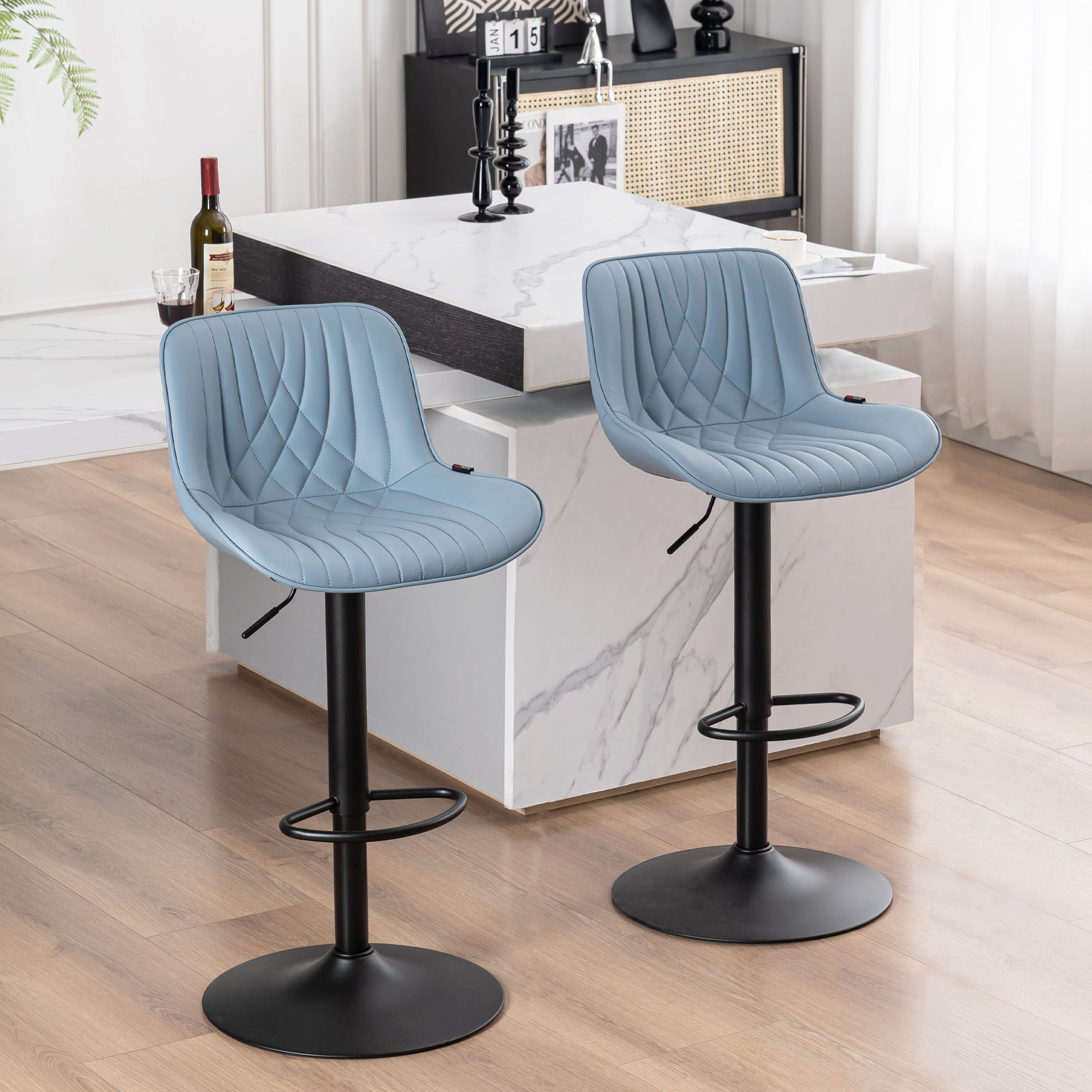 Noble House Pico Light Blue Fabric Barstool (Set of 2) - Walmart.com