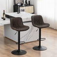 YOUNIKE Set of 2 Adjustable, Swivel Bar Stools with Soft Leather ...