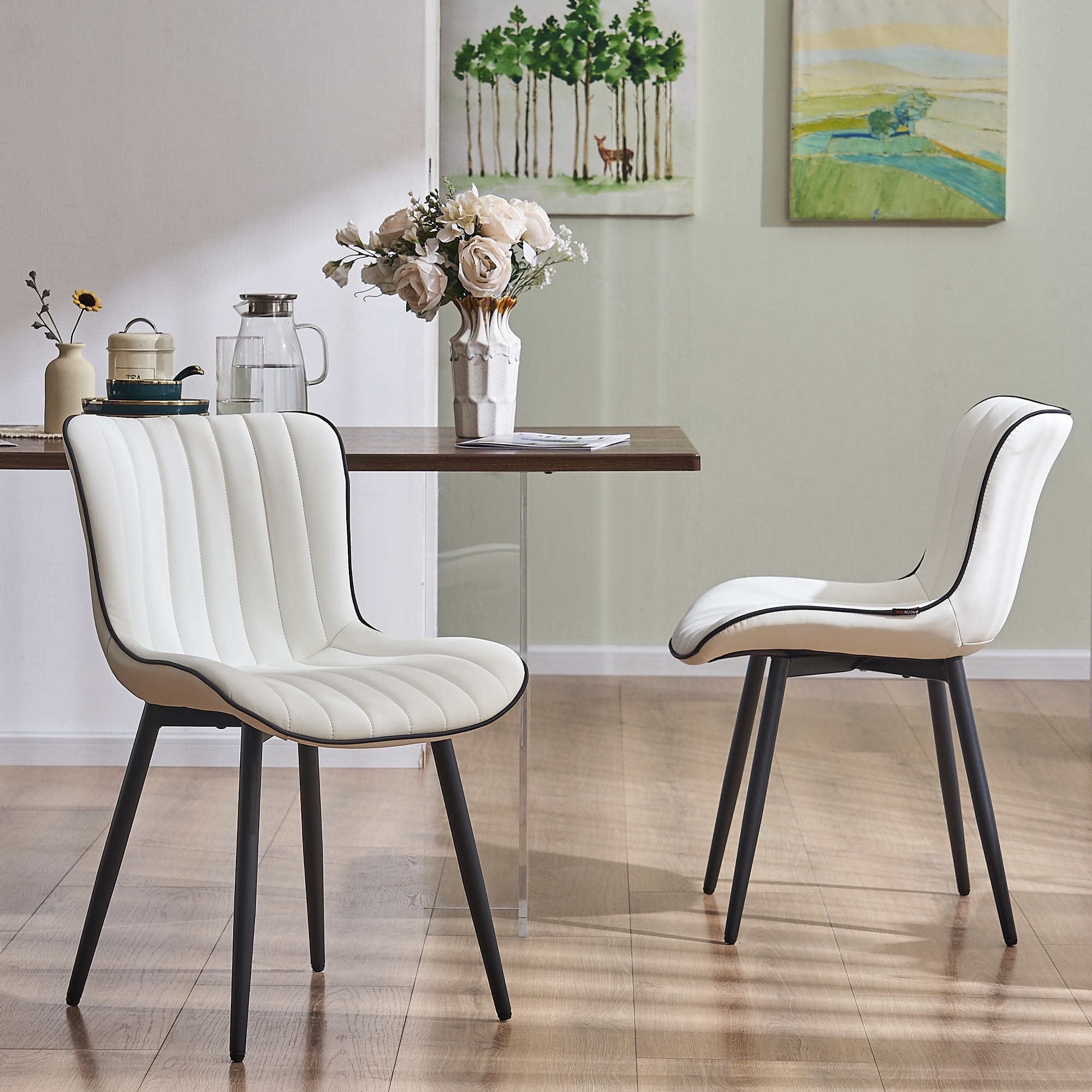Whiteline Modern Living White Ivy Contemporary Faux Leather Dining ...