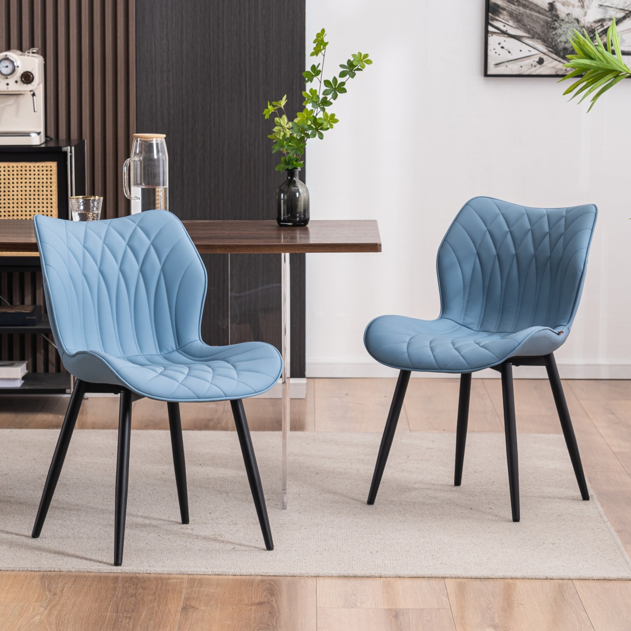 YOUNIKE Upholstered Dining Chairs Set of 2, Faux Leather Kitchen Chairs ...