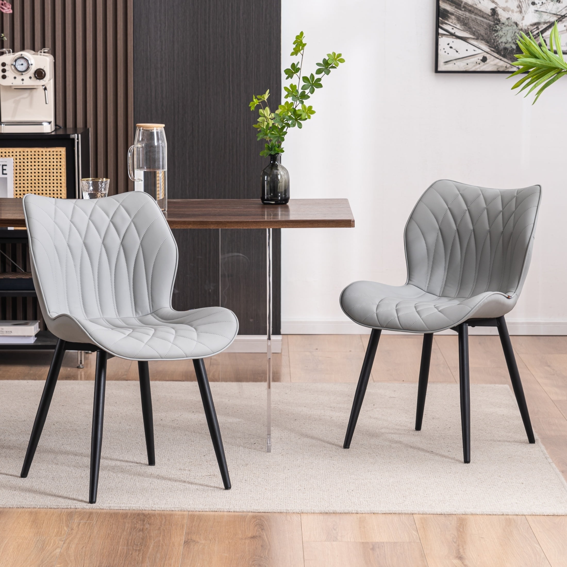 YOUNIKE Upholstered Dining Chairs Set of 2, Faux Leather Kitchen Chairs ...