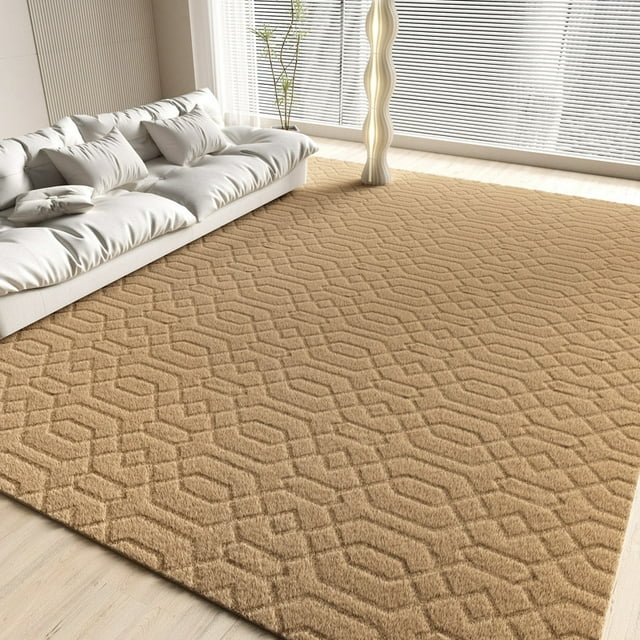 YOUPINS Area Rug for Living Room,8'x10' High-Low Textured Boho Shag ...