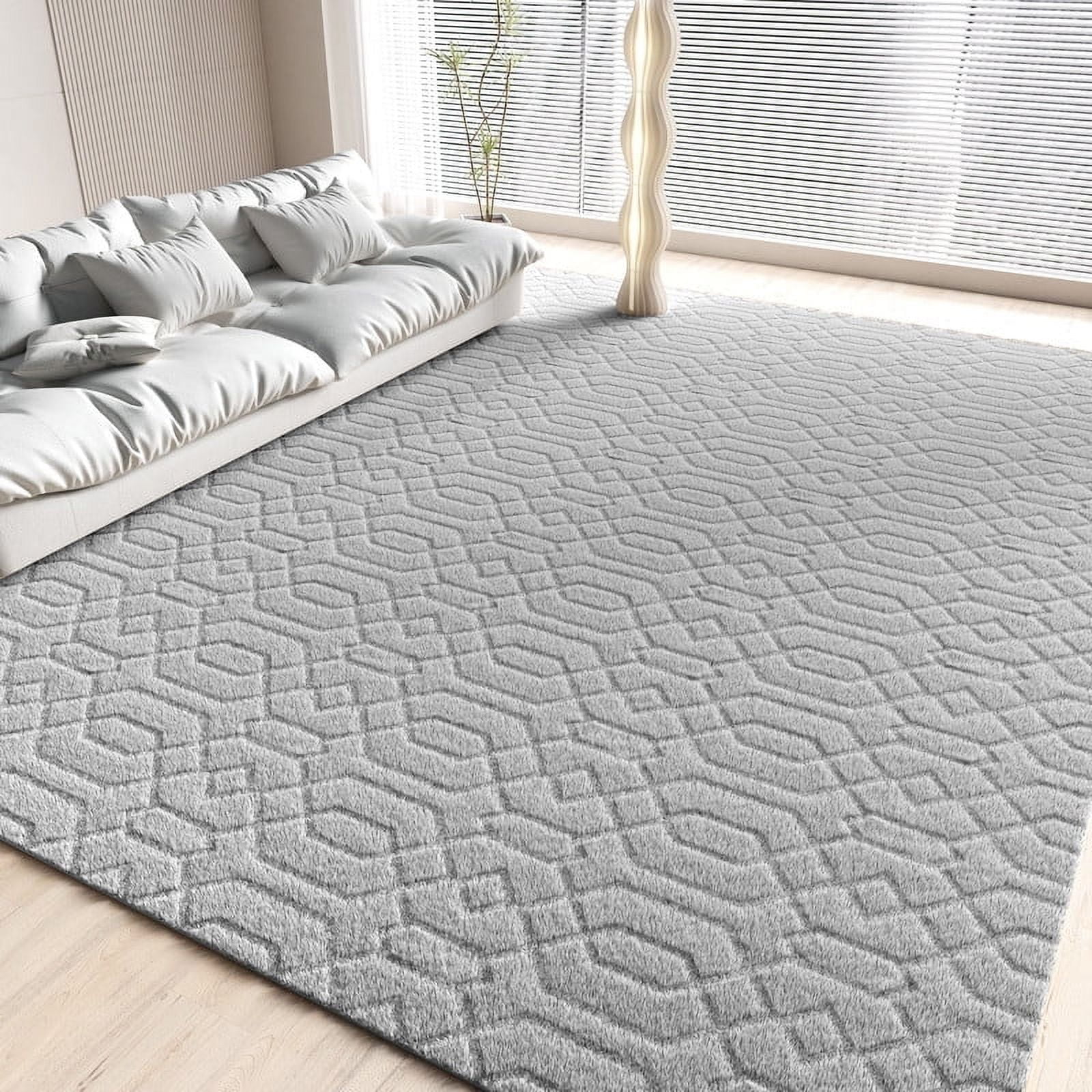 YOUPINS Area Rug for Living Room,5'x8' High-Low Textured Boho Shag ...