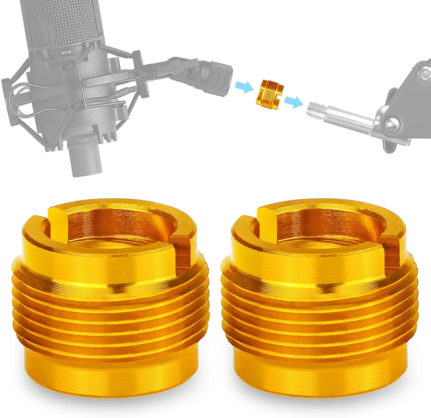 SUNMON 2 PCS Gold Colour Adapter for HyperX QuadCast Mic, Blue Yeti ...