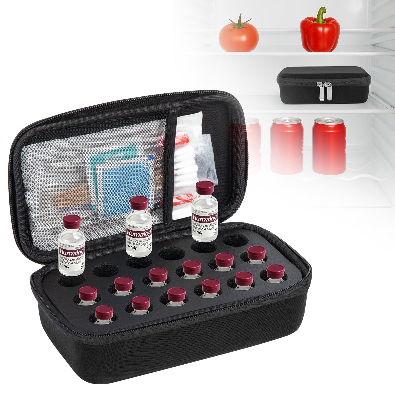 YOUSHARES Insulin Vial Holder for Travel - 18 Slots Insulin Fridge ...