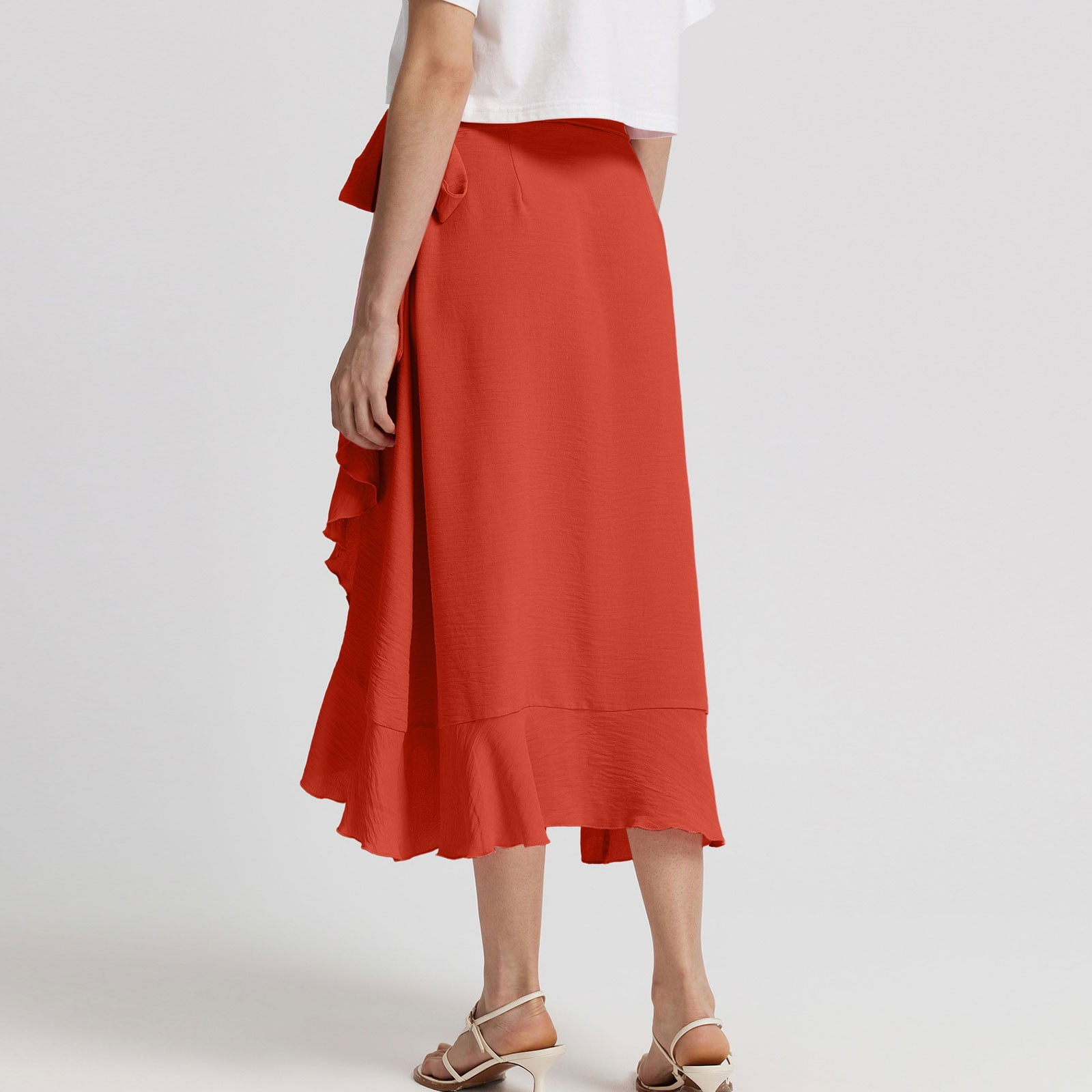 YOUSNH 2024 New Lace up Long Skirt Irregular Wrapping Solid Color Skirt ...