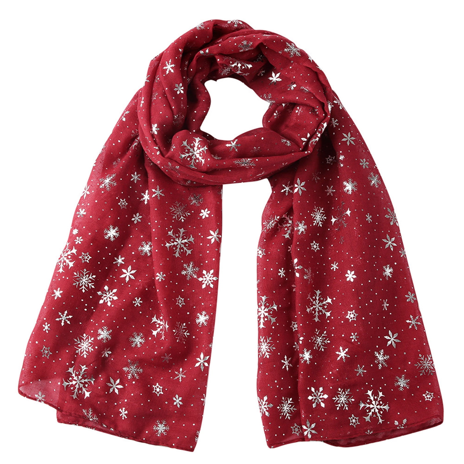 YOUSNH Ladies Winter Scarf Classic Christmas Snowflake Print Fashion ...