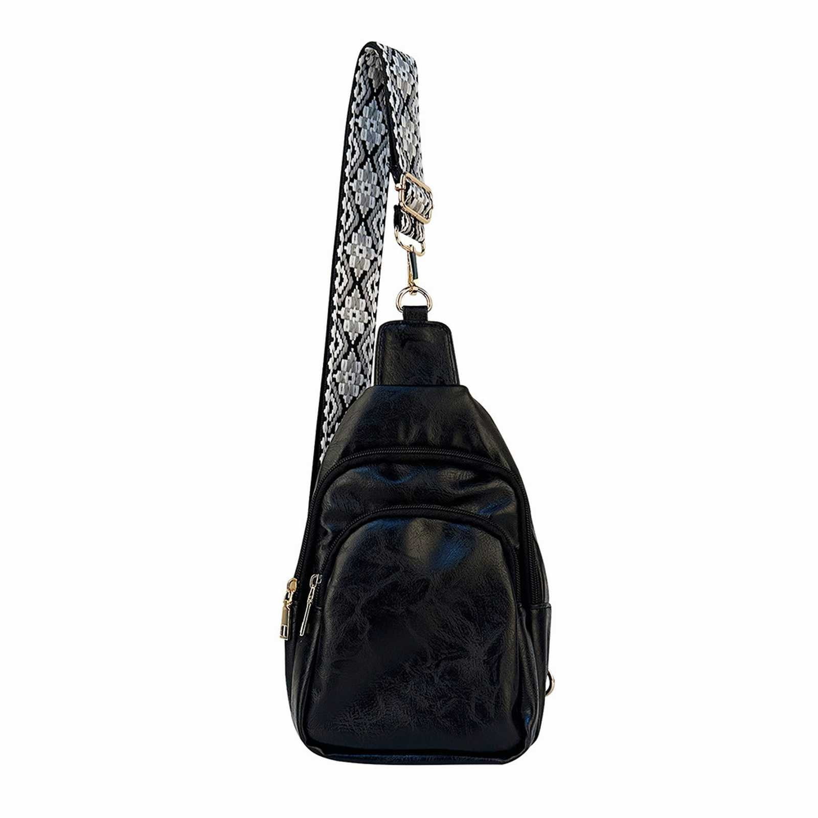 YOUSNH Leather Small Sling Backpack Jacquard Shoulder Strap ...