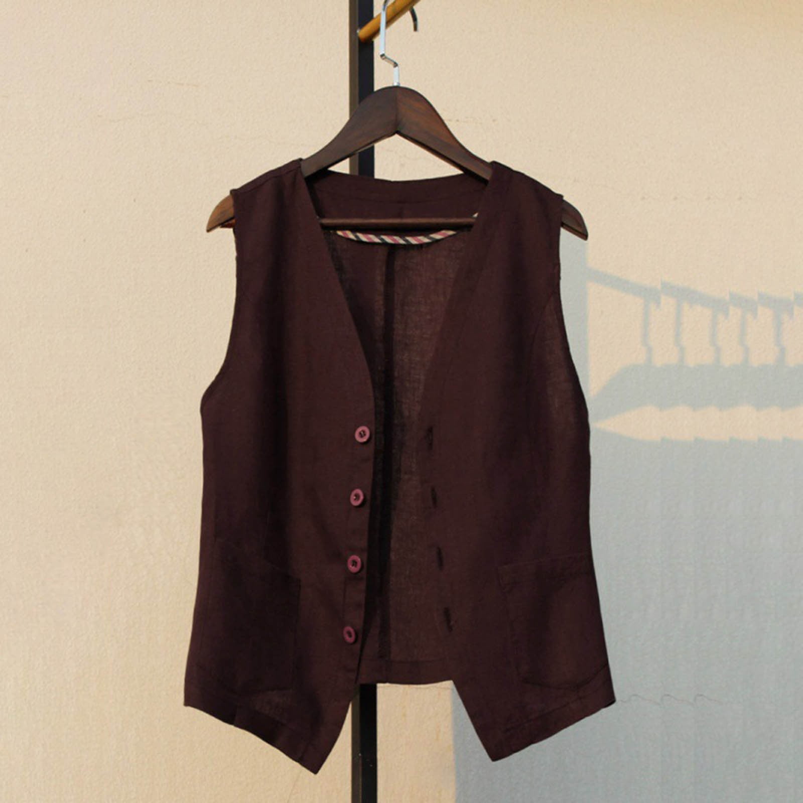 YOUSNH Vest Ladies Cotton Vest V Neck Spring and Summer Cardigan ...