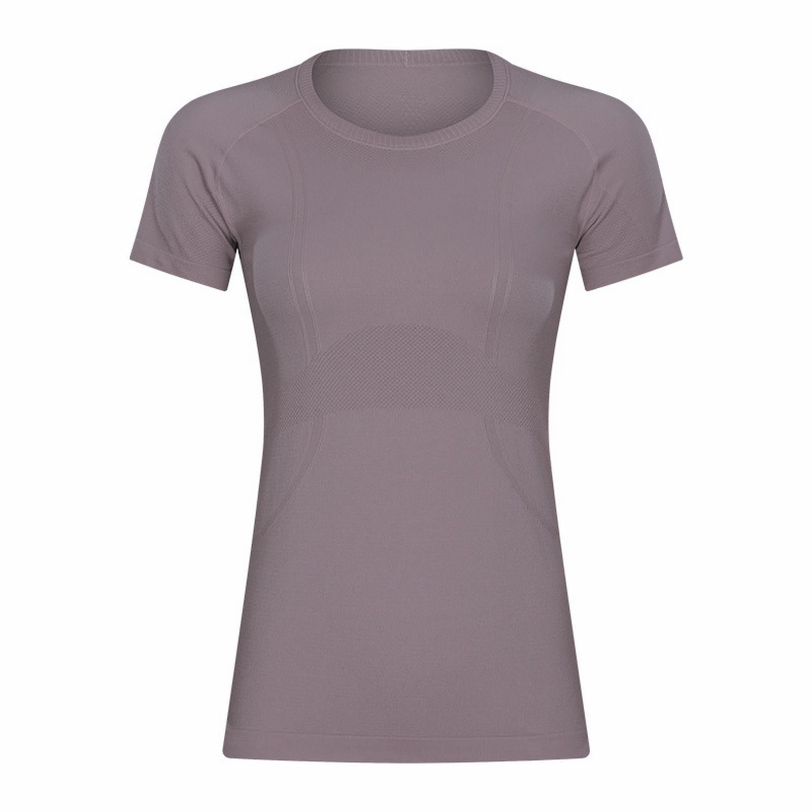 YOUSNH Women Basic Round Neck Short Sleeve T Shirt Solid Form Fit ...