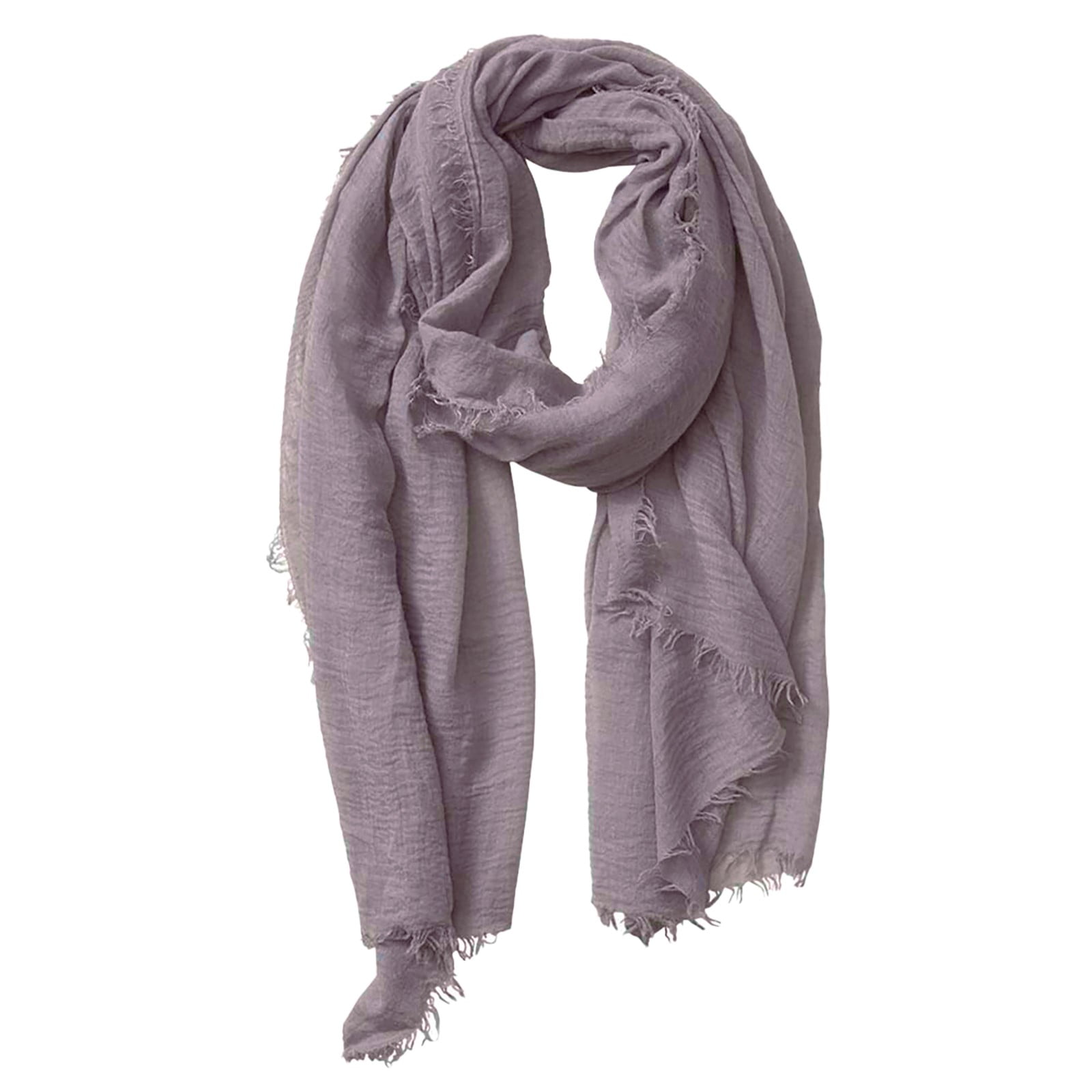 Ediodpoh Women Solid Crinkle Soft Scarf with Fringed Long Edges ...