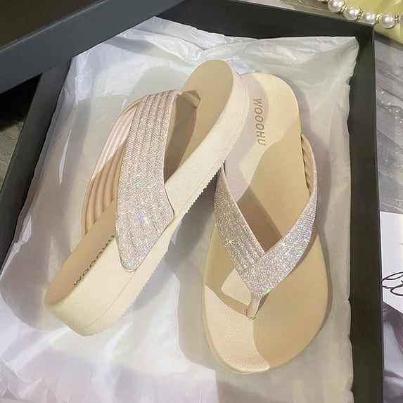 YOUSNH Women's Fashion Trendy Beach Shoes Flat Heel Versatile ...